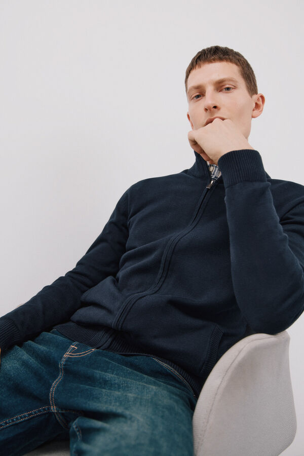 Cardigan básico de fecho-éclair com zíper | Camisolas para homem ...