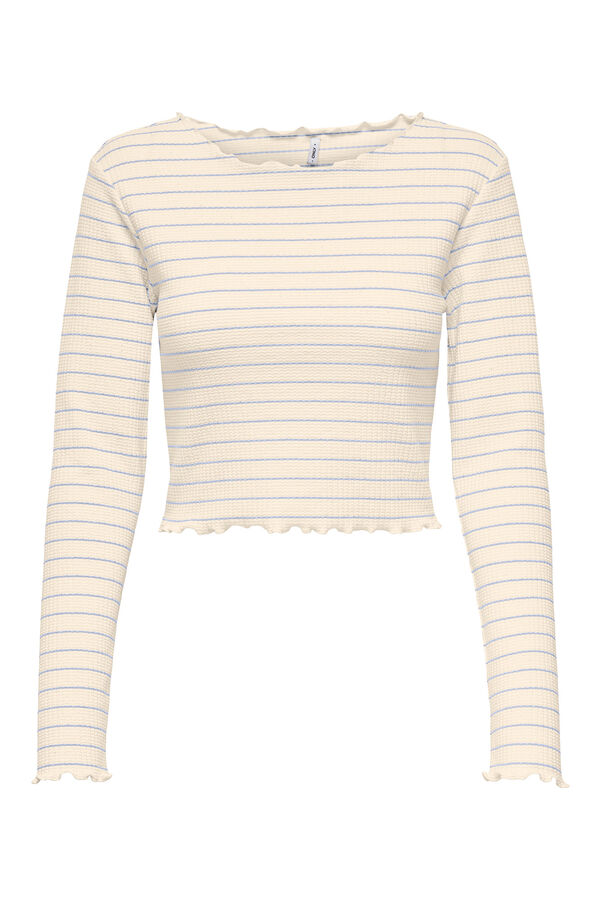 Camiseta corta manga larga bordes ondulados | Camisetas de mujer ...