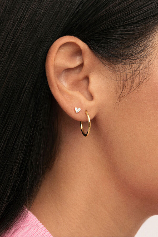 Pendiente Suelto Corazón Spark Plata Baño Oro | Pendientes de Mujer ...