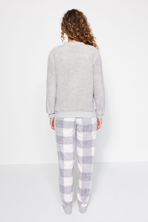 Grey plaid winter pyjamas set with llama print | Ženske pidžame ...