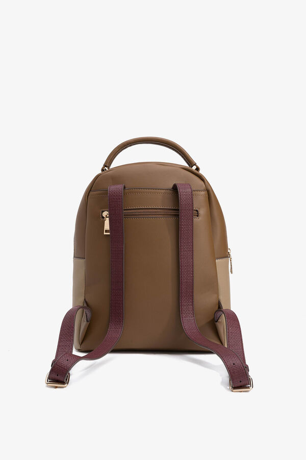 Contrast Leather Effect Backpack | Damentaschen | WomenSecret