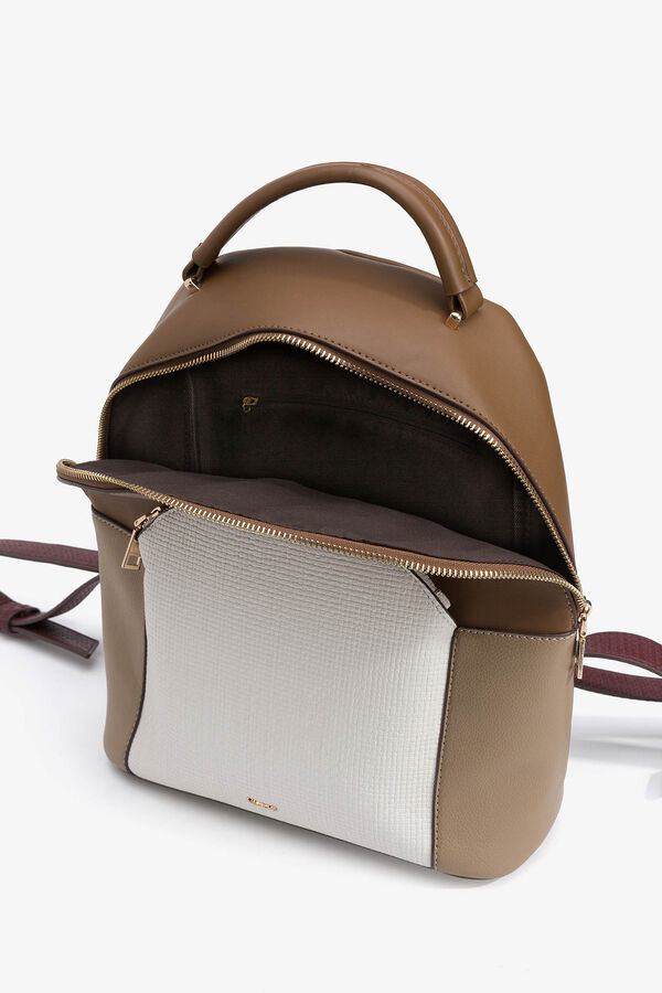 Contrast Leather Effect Backpack | Damentaschen | WomenSecret