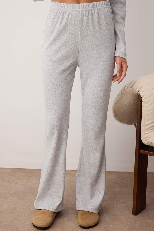 Heather grey pyjamas set with crossover neck and bow or tie detail ...