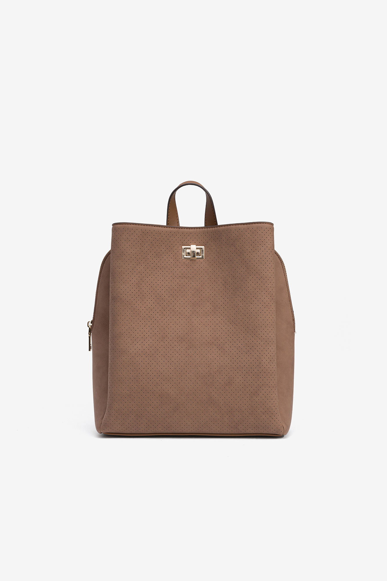 Perforated suede effect backpack