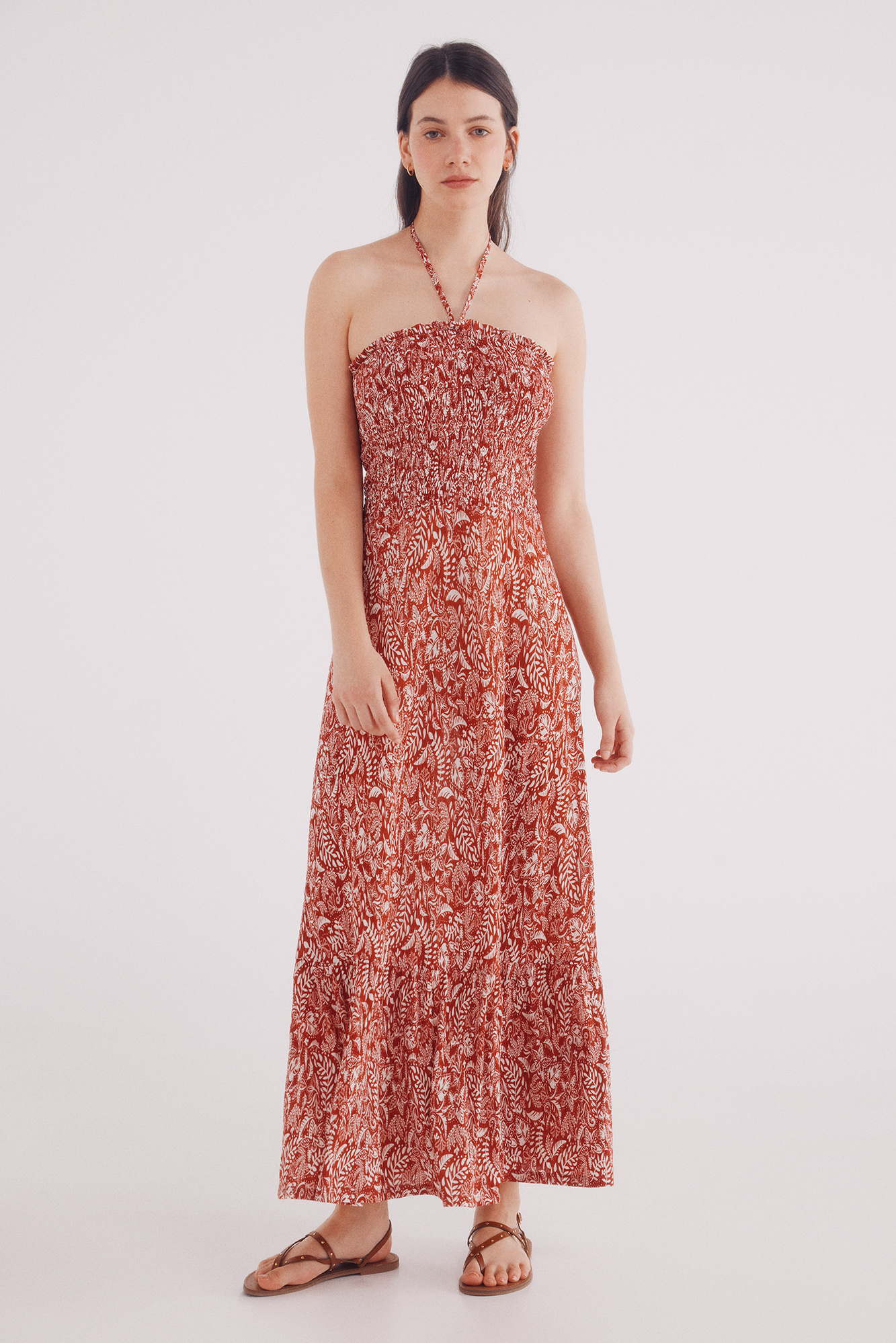 midi dress with honeycomb body