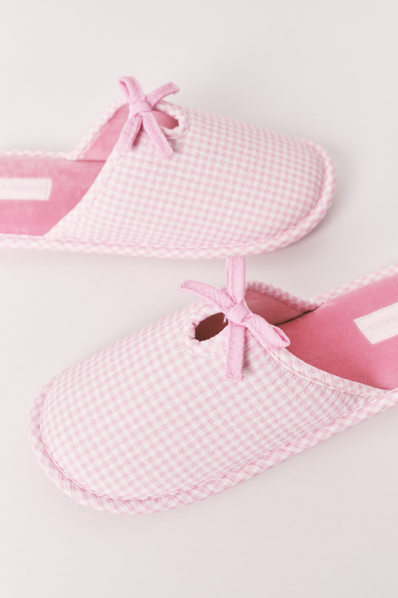 Roze Vichy sobne papuče sa mašnom | Ženske kucne papuce i patofne ...