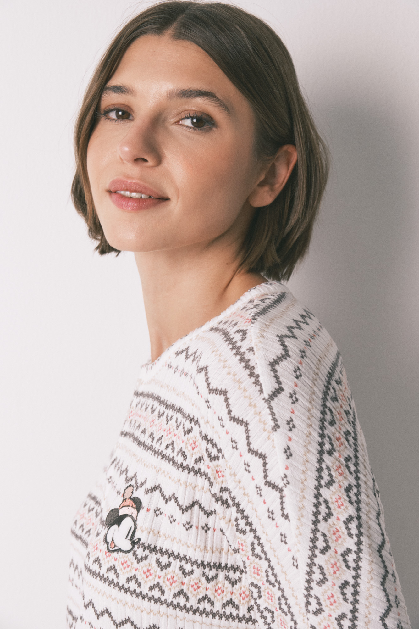 Pijama comprido malha quente suave sanefas Mickey | Pijamas de mulher ...