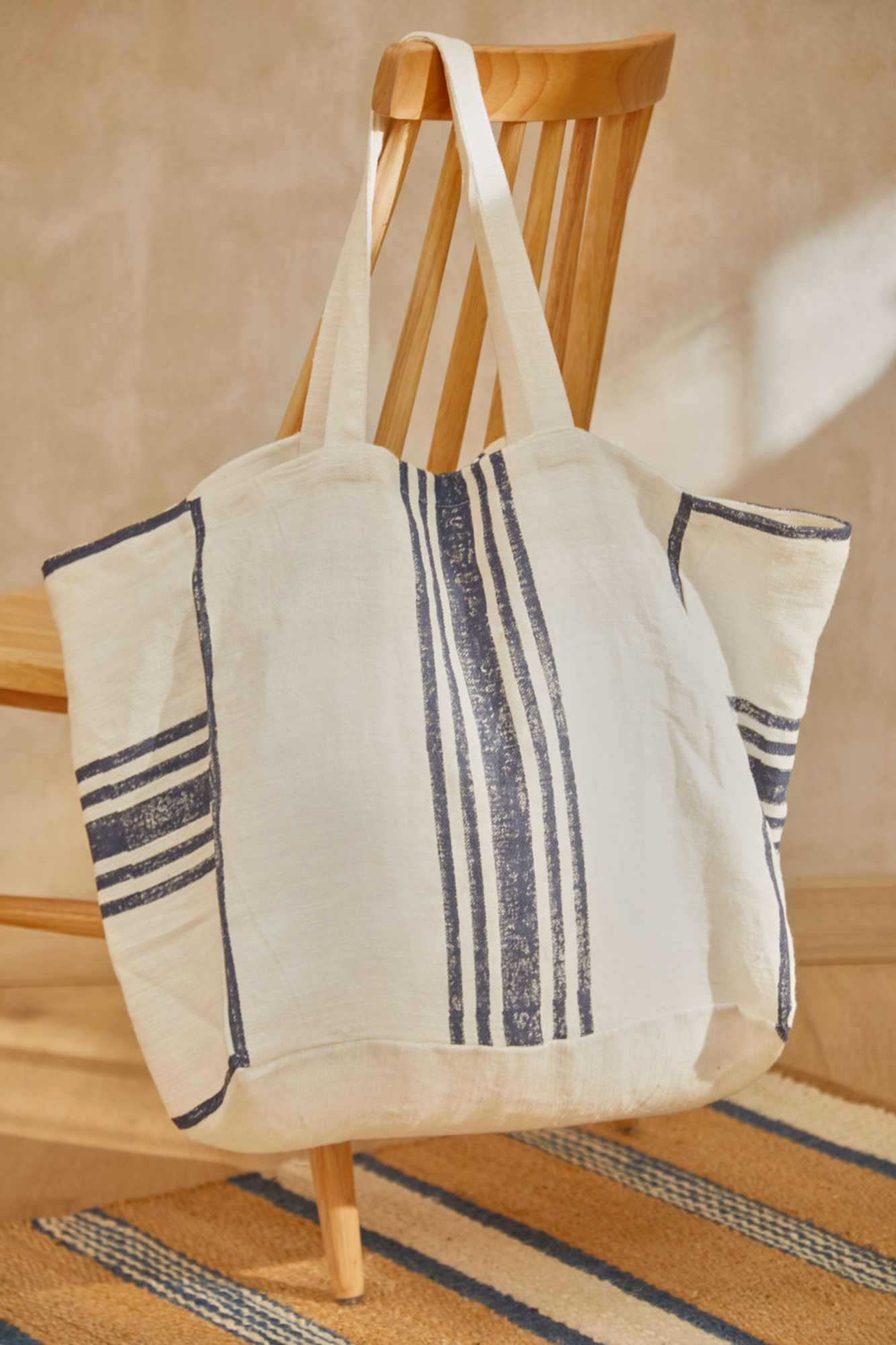 Bolso de lino estampado a rayas azules Lili | Bolsos de Mujer 2025 ...