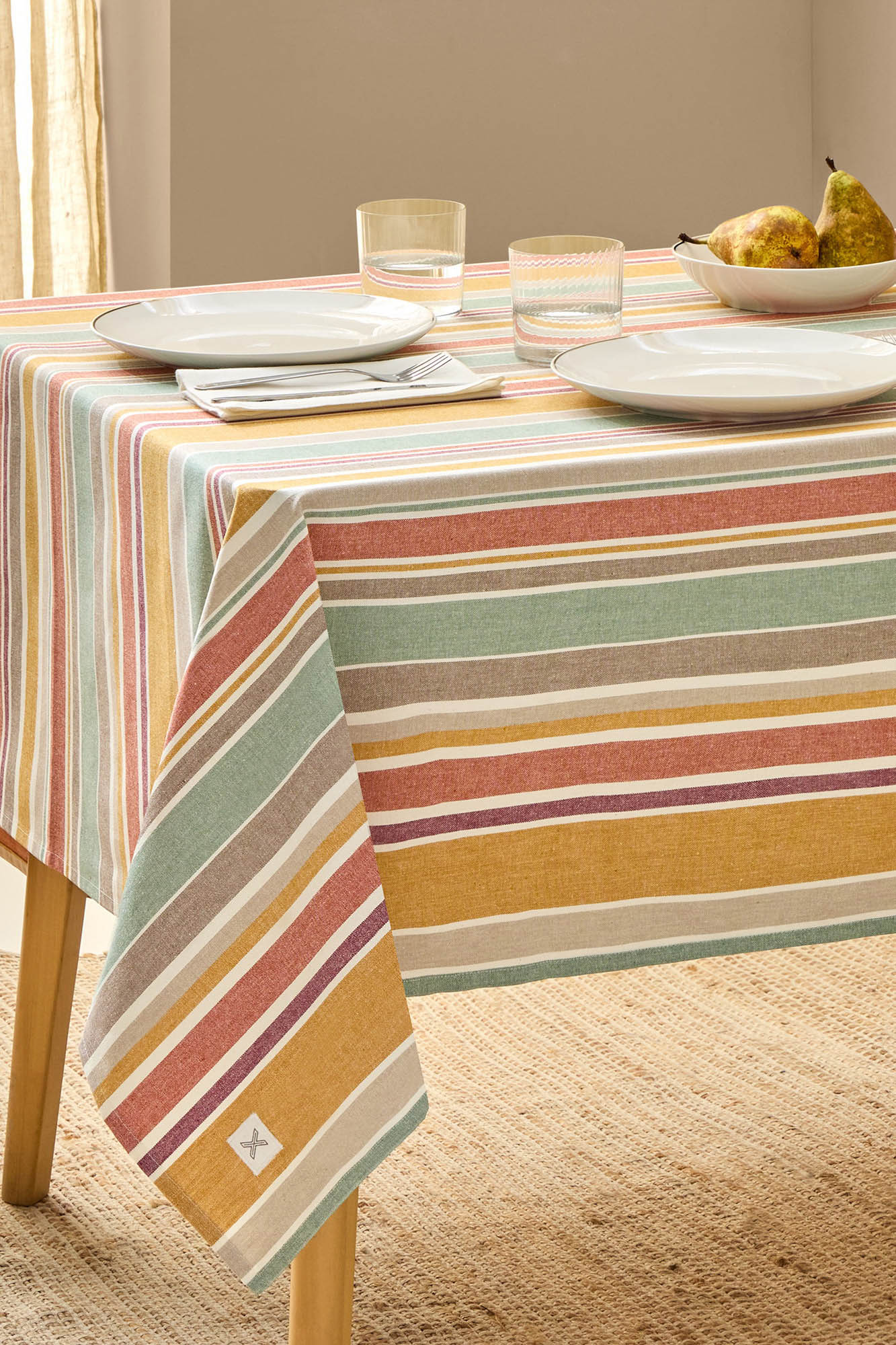 Mantel antimanchas algodón rayas | Textiles de Cocina | WomenSecret