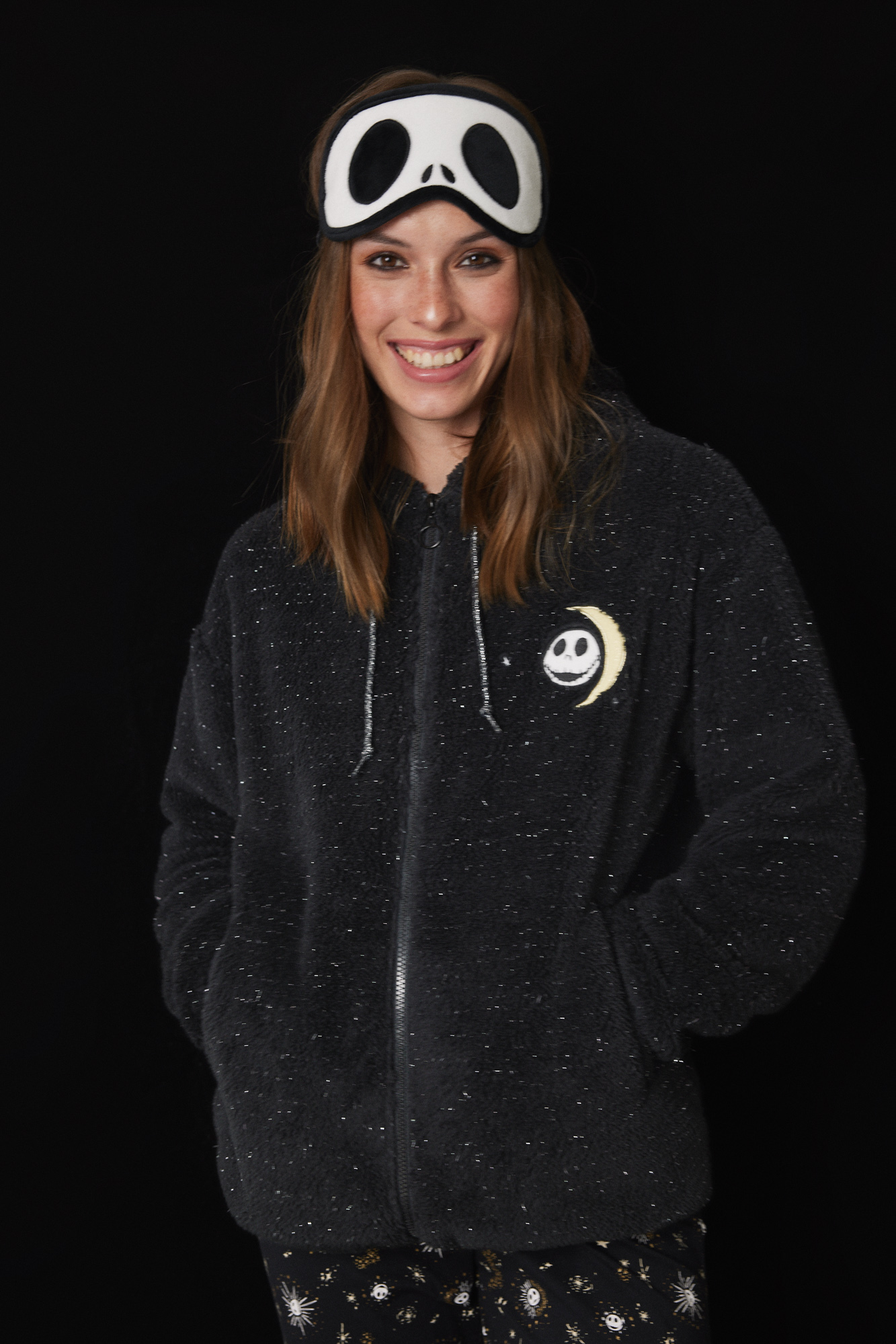 Kratki crni ogrtač od flis flisa "Jack" | Ženska odjeca za spavanje i ...