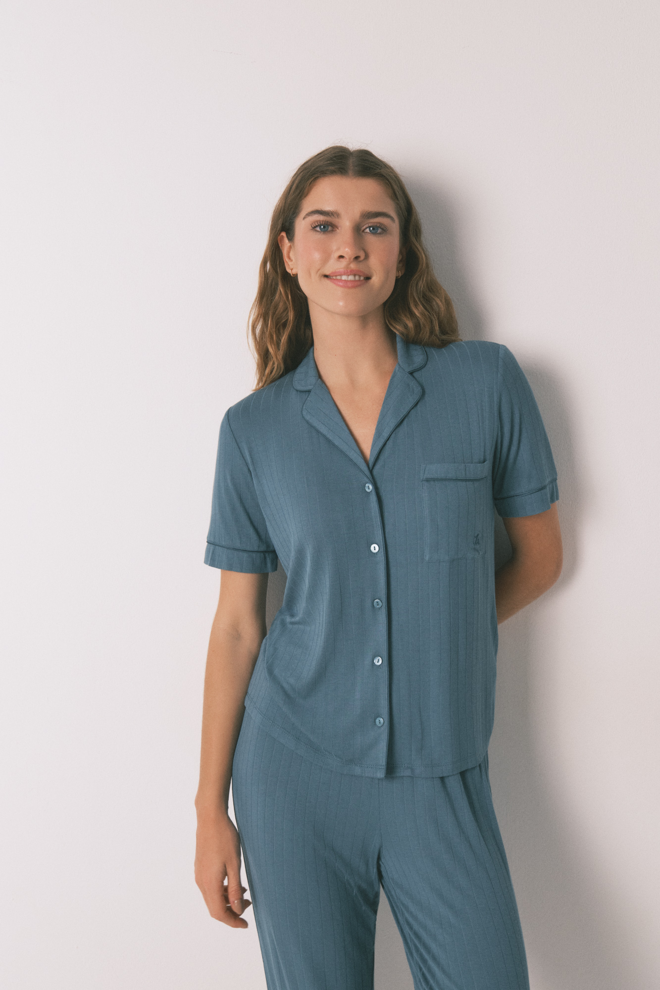 Pijama camisa capri de viscose verde | Pijamas de Mulher | WomenSecret