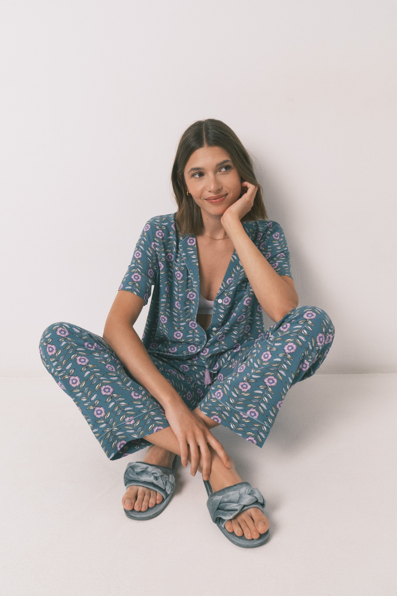 Long green floral classic pyjamas | Women's pyjamas | WomenSecret
