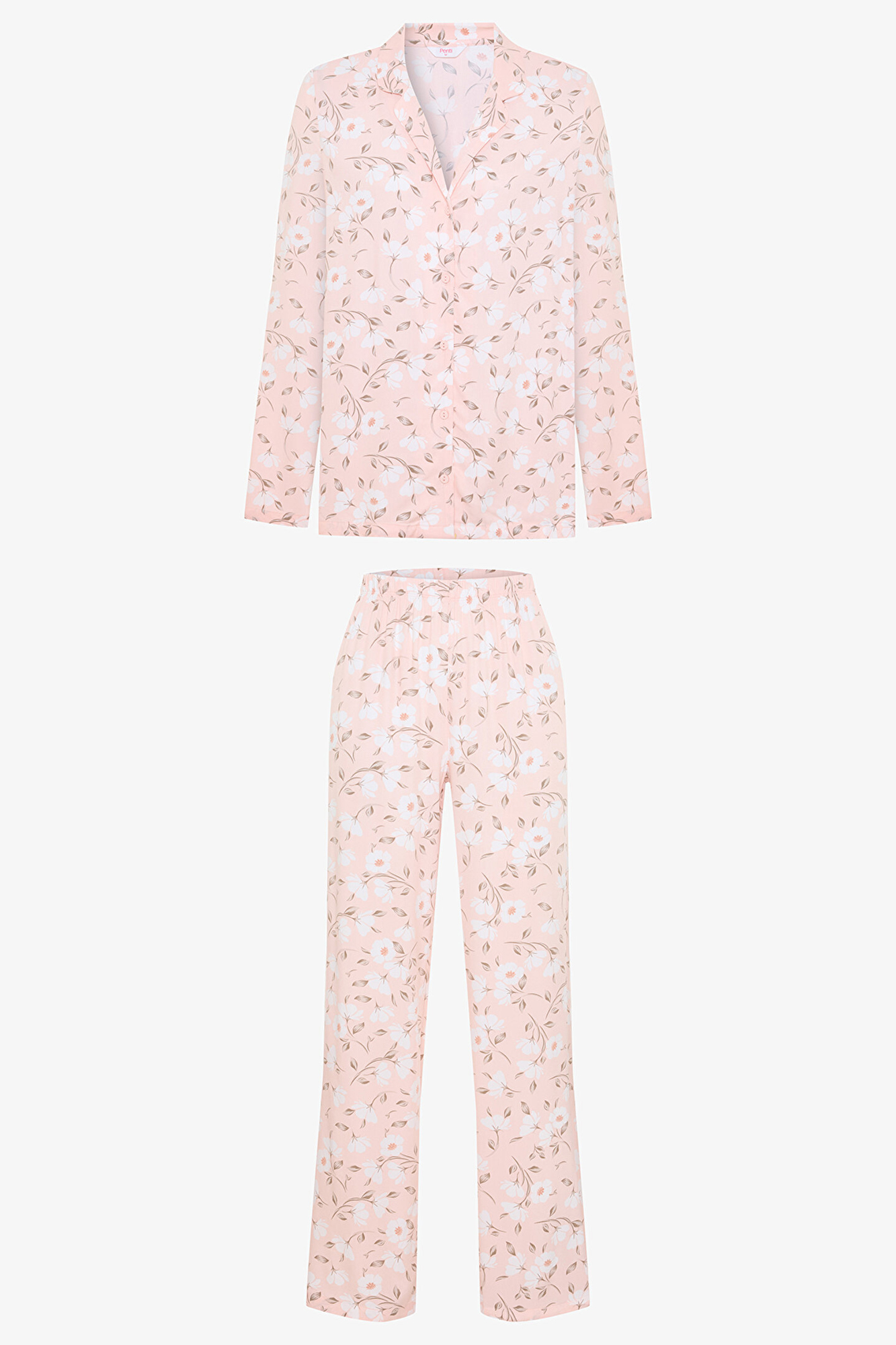 Conjunto de pijama de manga larga con cuello camisero y estampado ...