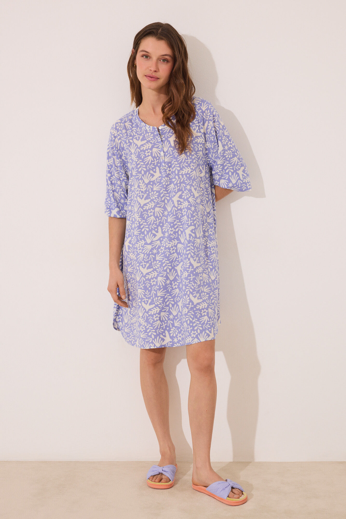 Tunika od viskoze lila s uzorak | Ženske spavacice | WomenSecret