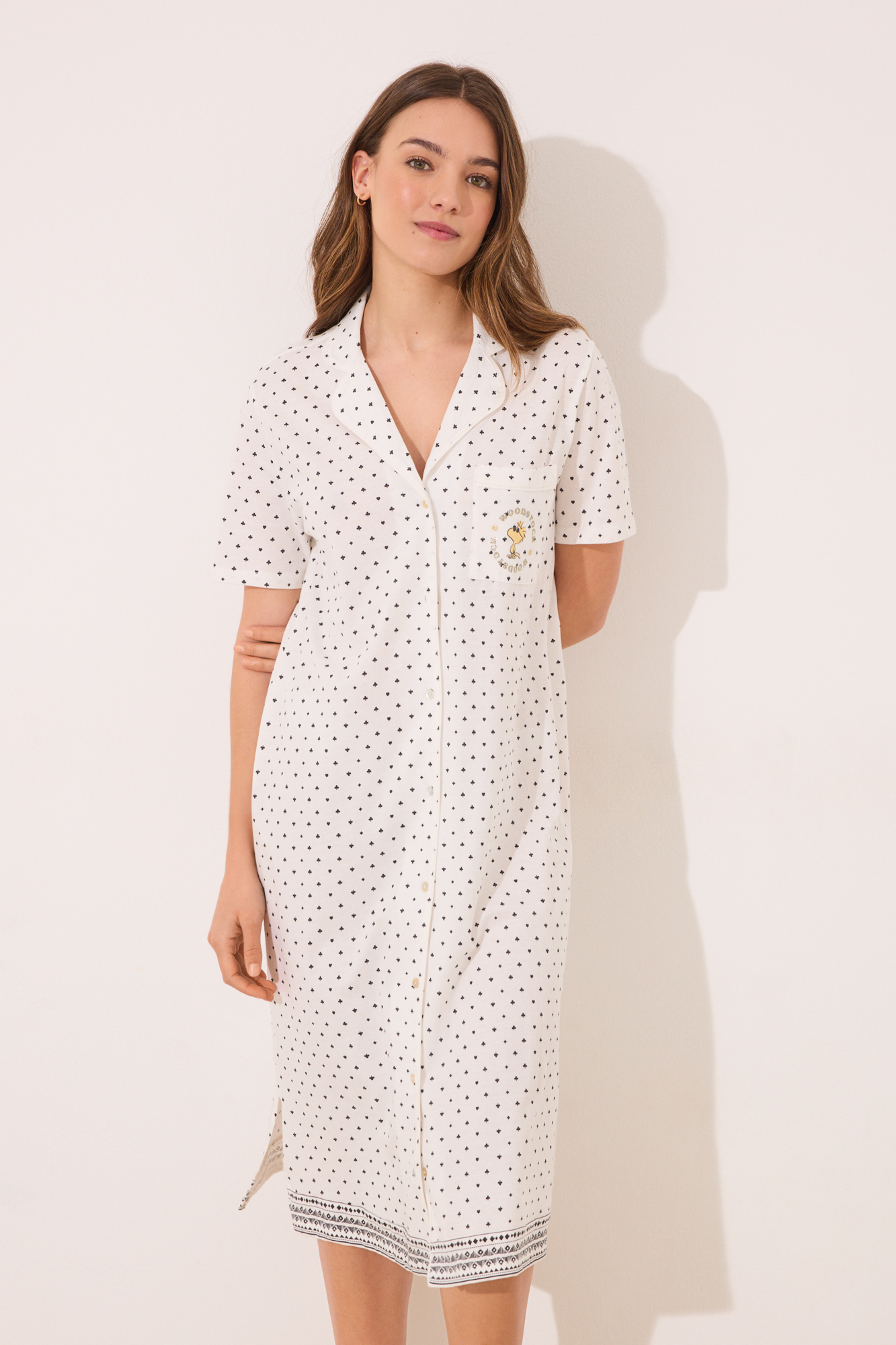 Snoopi pamučna spavaćica na tufne | Ženske spavacice | WomenSecret